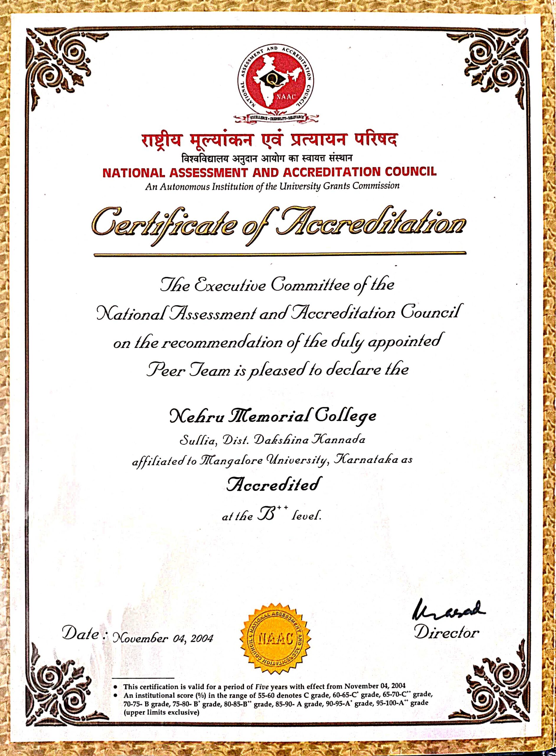 NAAC Certificates – KVG NMC